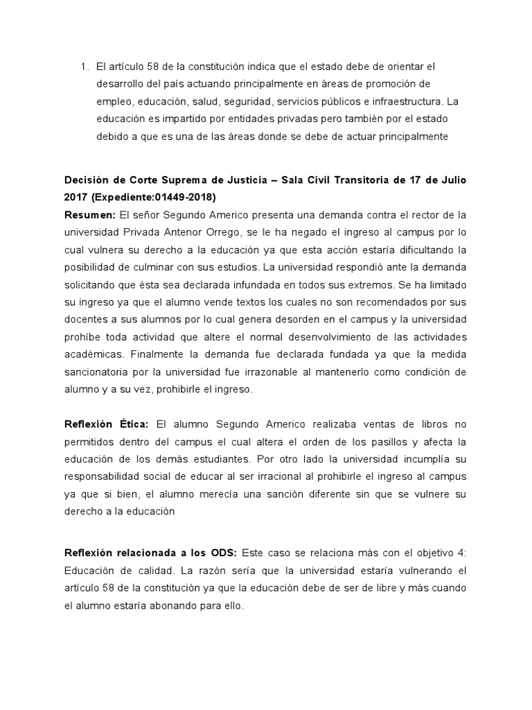 Reflexion Sobre El Uso Contratio Al Articulo 58 | PDF | Etica Aplicada ...