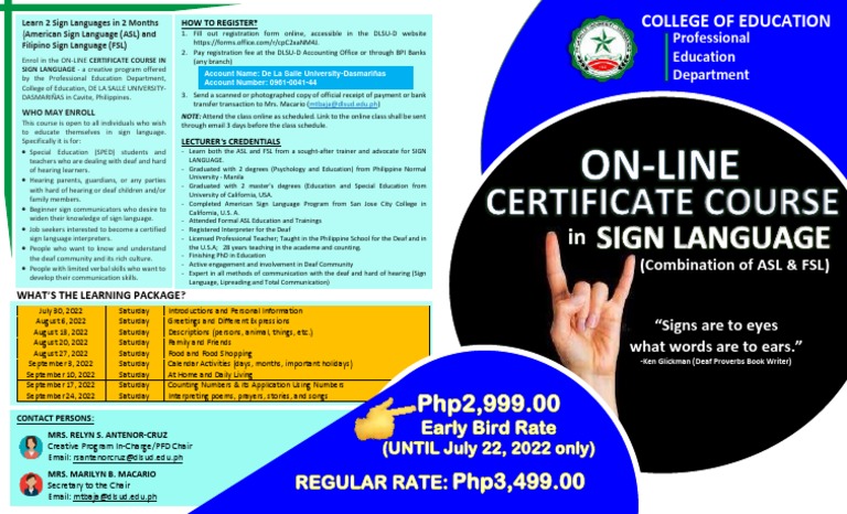 Certificate Course Sign Language | PDF | American Sign Language | Human ...