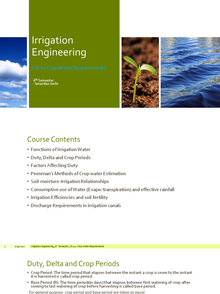 Crop Water Requirements in Irrigation | PDF | Evapotranspiration ...