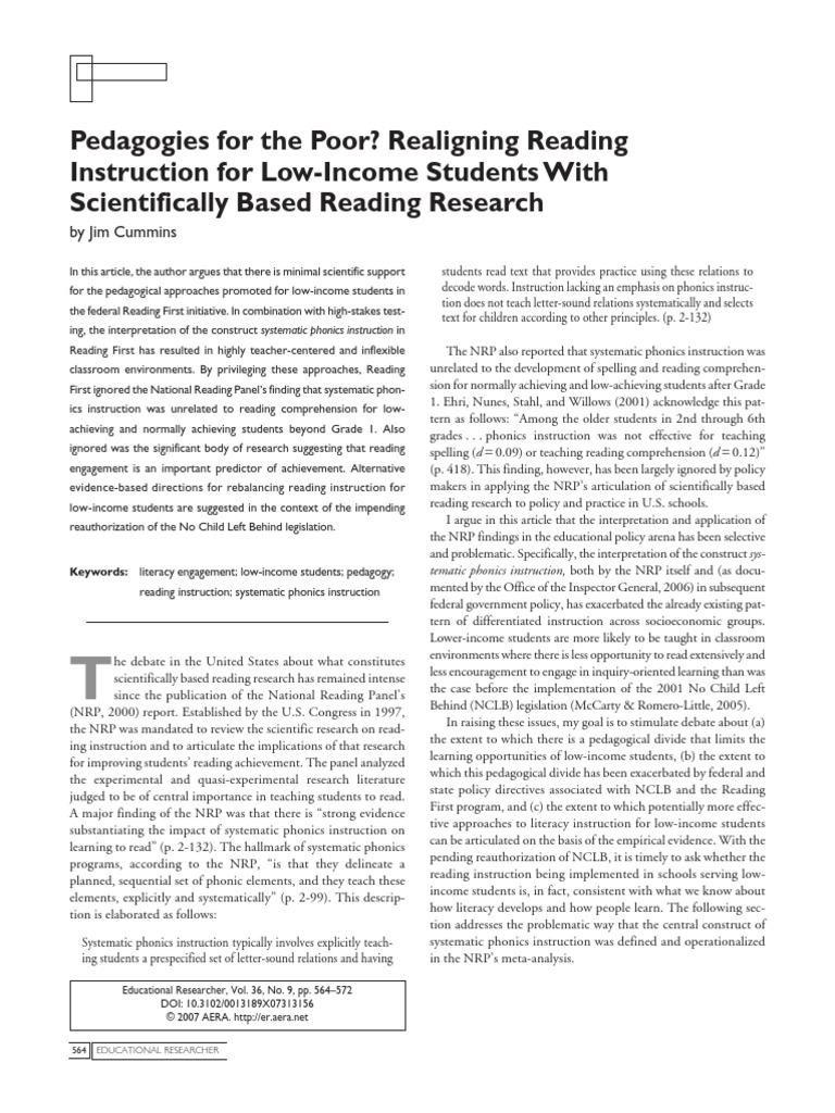 2007 - Cummins - Pedagogies For The Poor Realigning Reading... | PDF ...