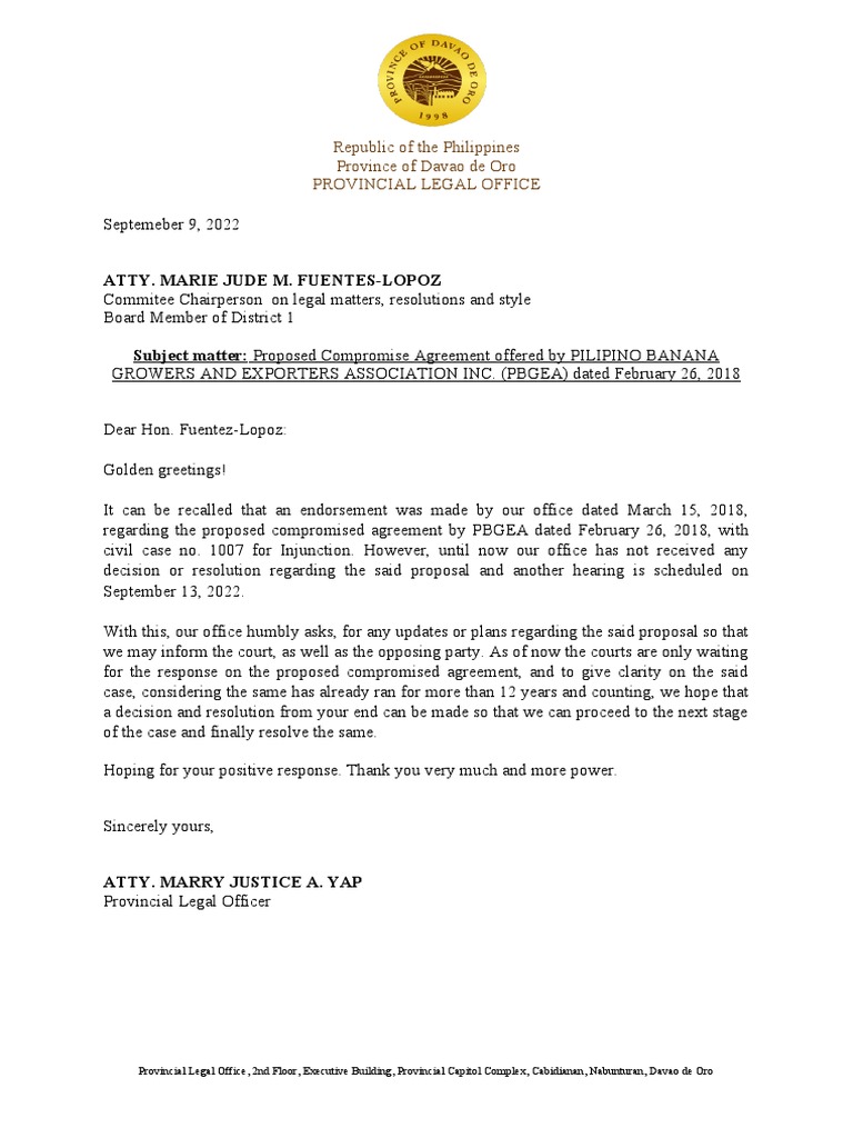 LETTER-To-Committe in Legal Matters | PDF