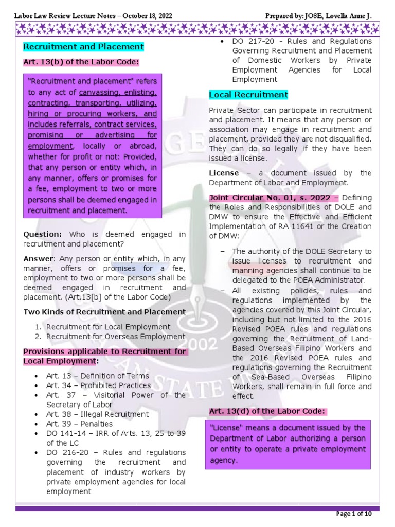 Lecture 4 - Recruitment and Placement | PDF | Employment | Business