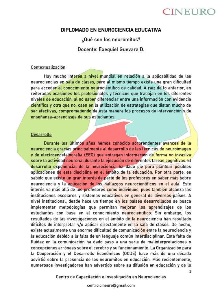 Los Neuromitos | PDF | Hemisferio cerebral | Aprendizaje
