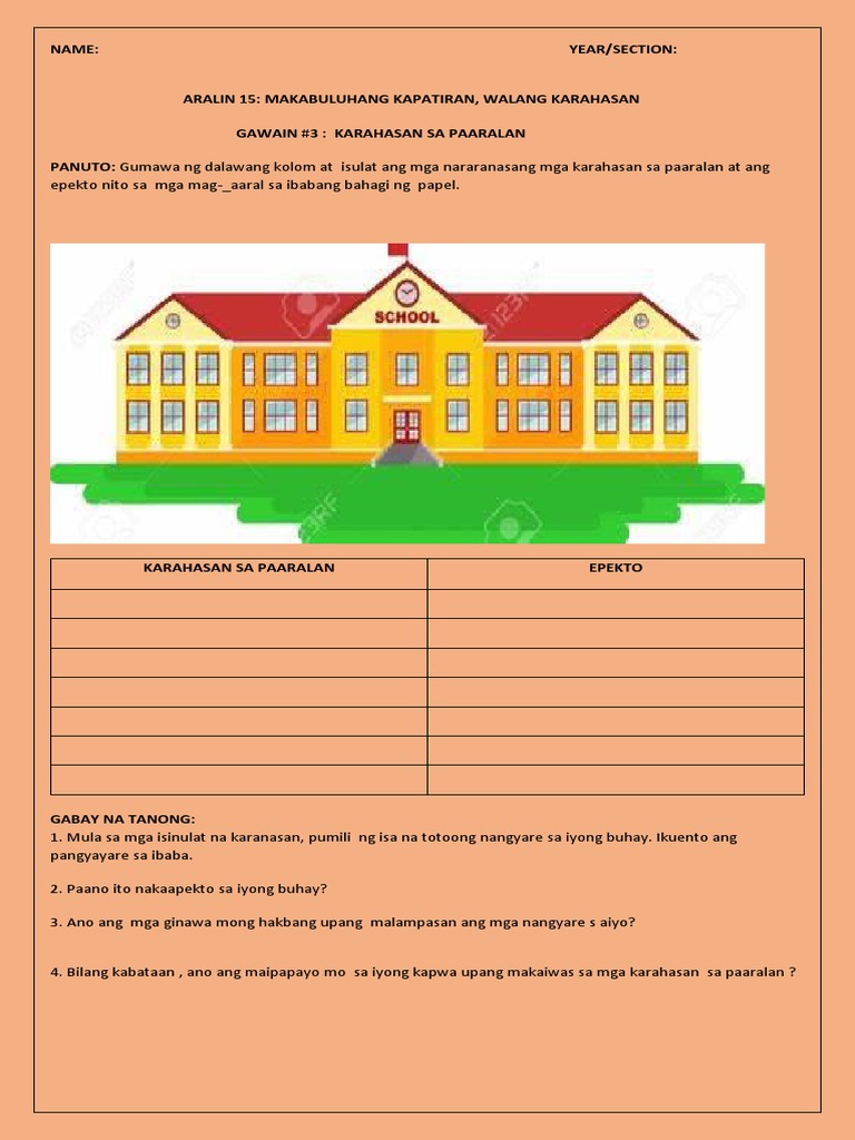Activity 3 Karahasan Sa Paaralan | PDF