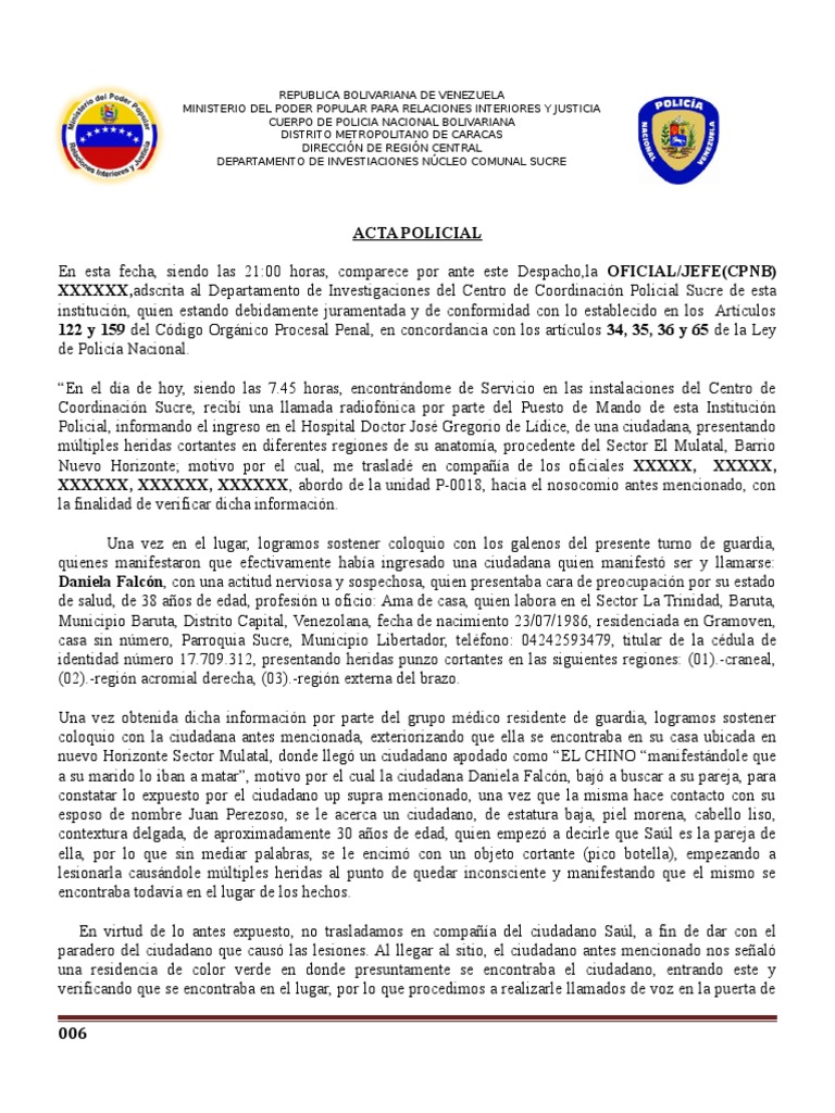 Acta Policial Corregida | PDF | Gobierno | Justicia penal