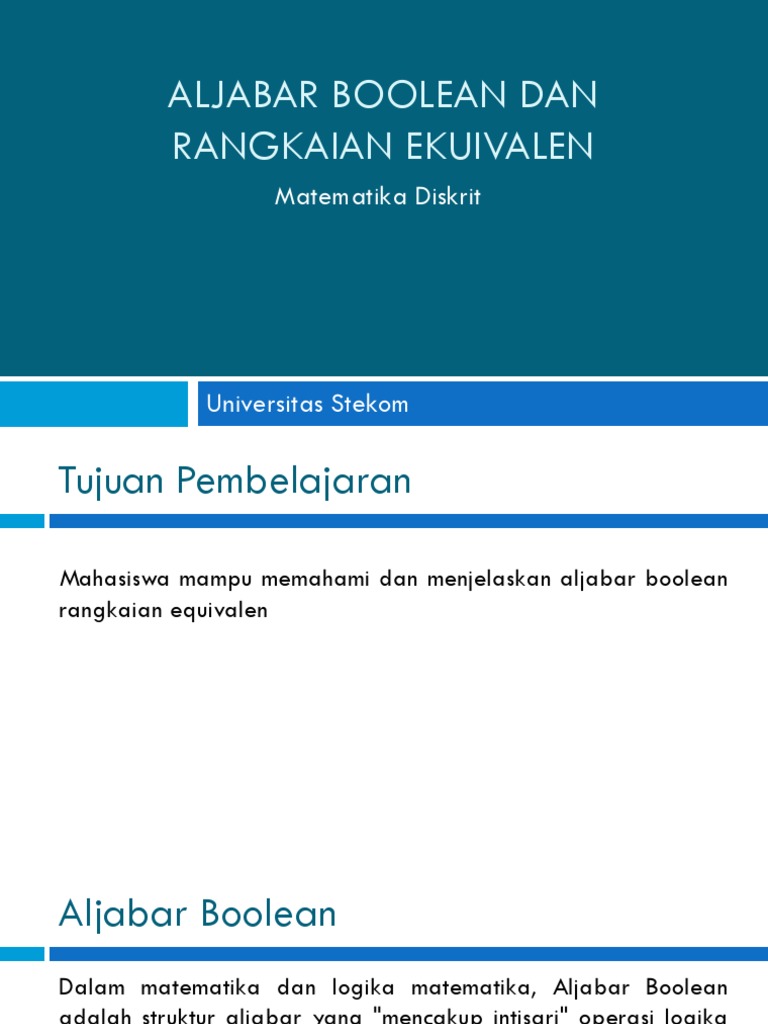 Aljabar Boolean dan Rangkaian Ekivalen | PDF