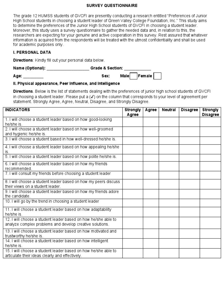 Trisha Questionnaire Final | PDF
