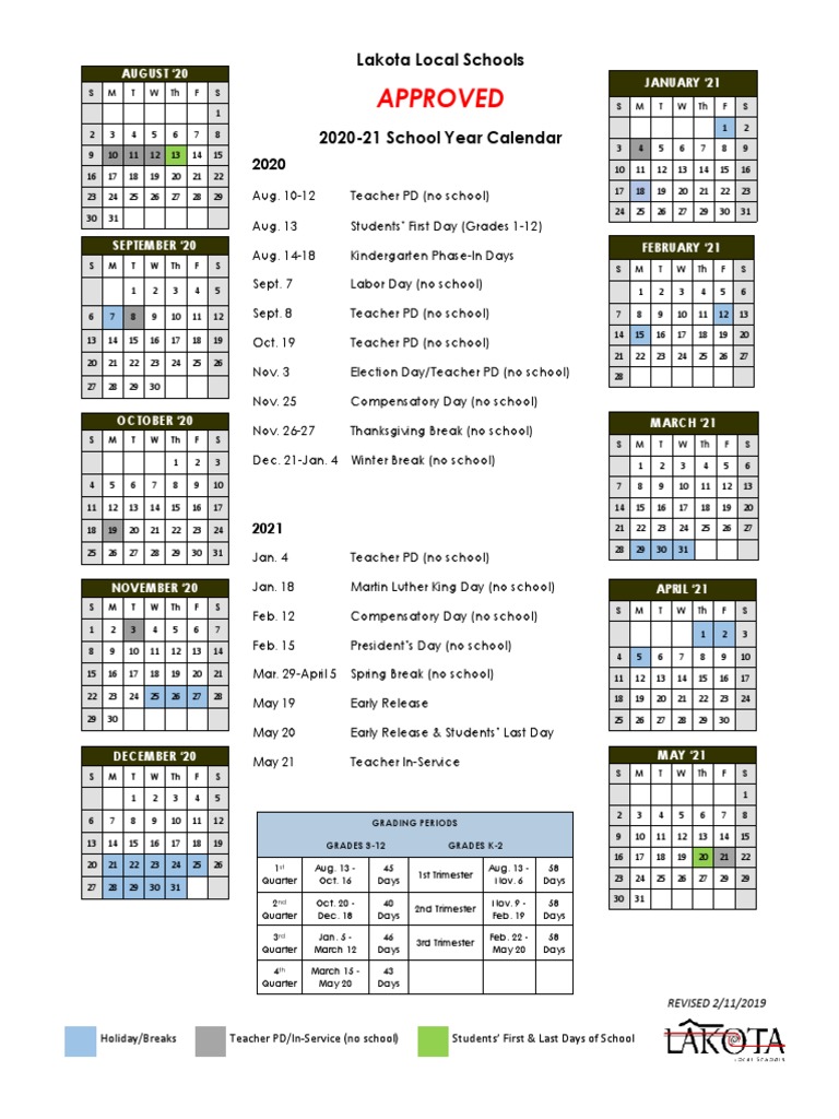 2020-2021 Calendar | PDF | Academic Term | Schools