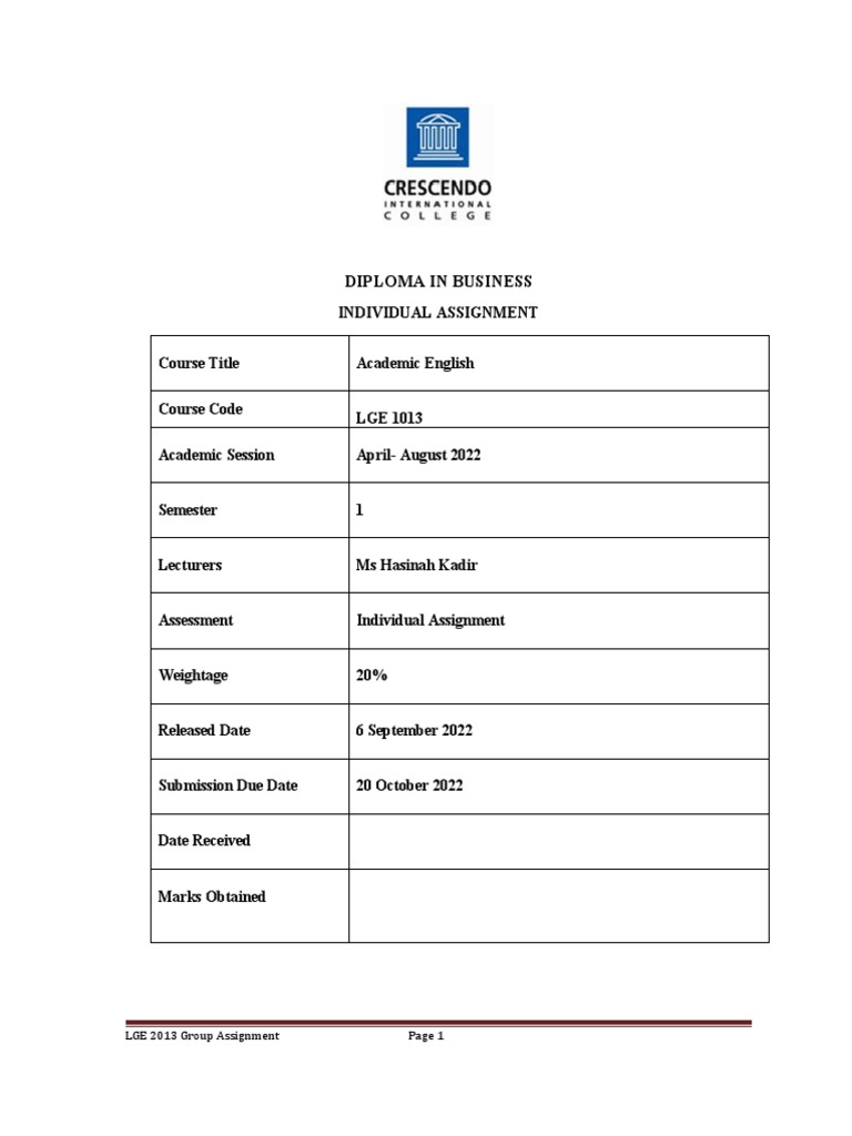 Individual Assignment - LGE 1013 | PDF | Internet Of Things | Internet
