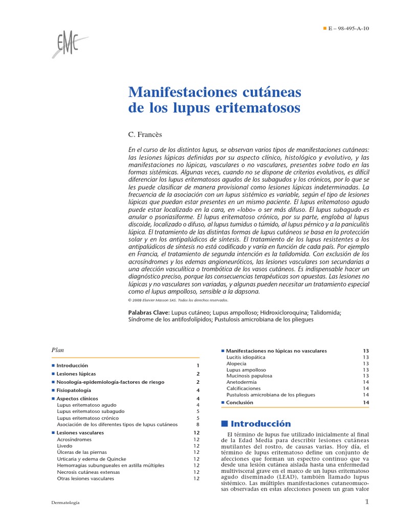 Manifestaciones Cutáneas de Los Lupus Eritematosos EMC IMPRIMIR | PDF ...