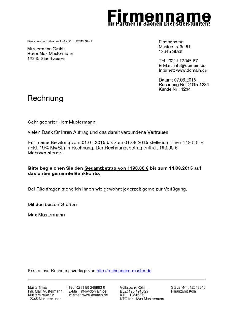 Rechnung Muster 4 | PDF