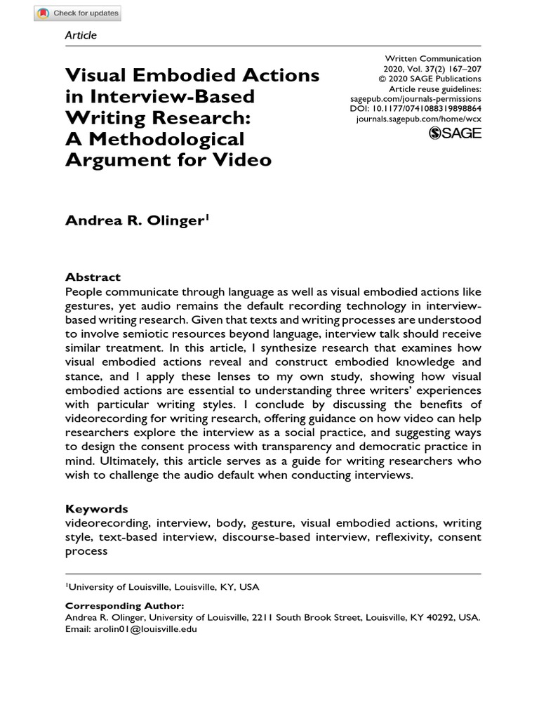 Visual Embodied Actions in Interview-Based Writing Research: A ...