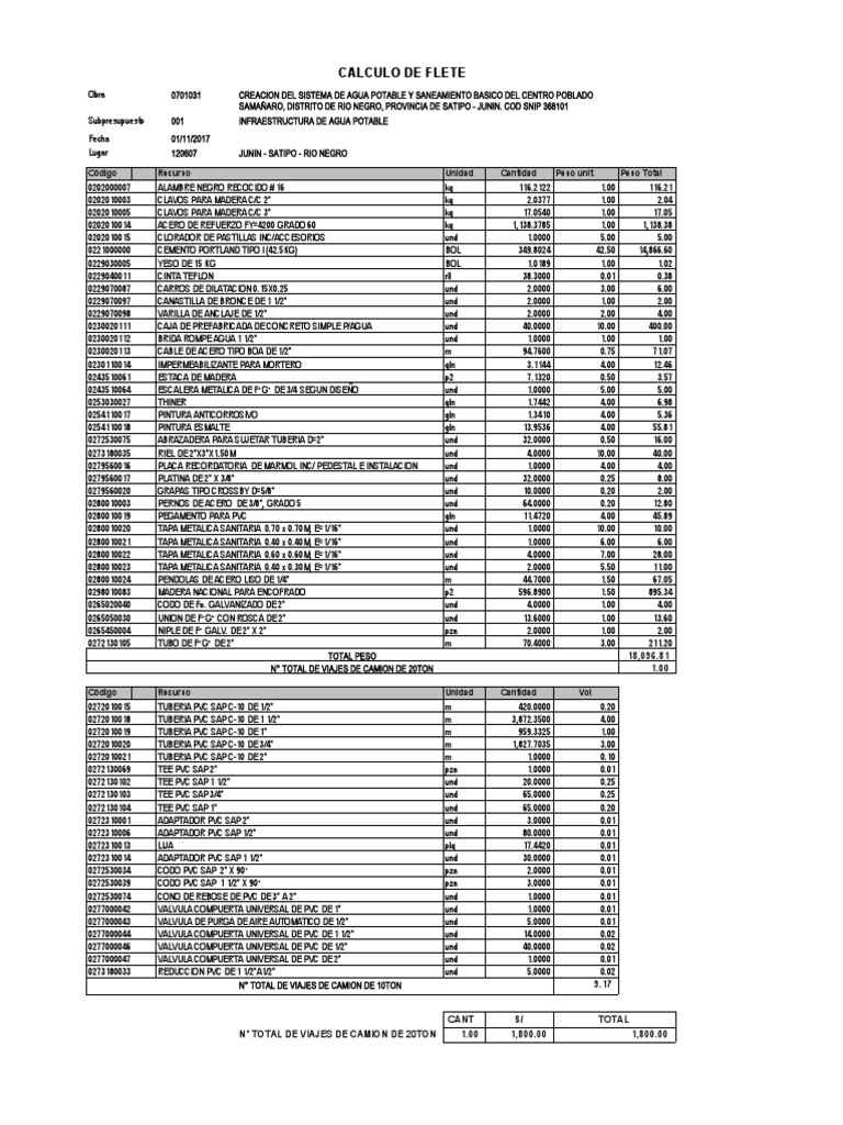 Calculo de Flete 1-2 | PDF | Arquitectura | Diseño arquitectonico