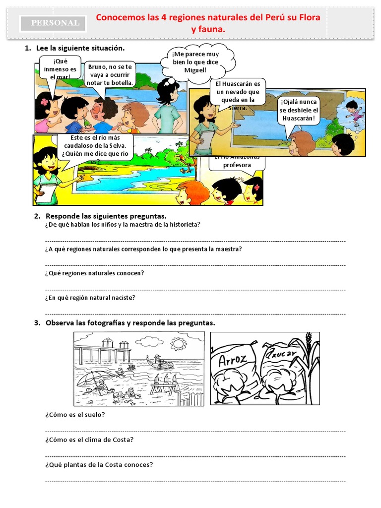 Conocemos Las 4 Regiones Naturales Del Perú Su Flora y Fauna. | PDF ...
