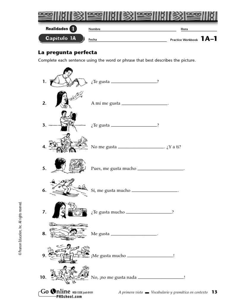Spanish 1 Practice Workbook 1A | PDF | Artes del Lenguaje y Comunicación