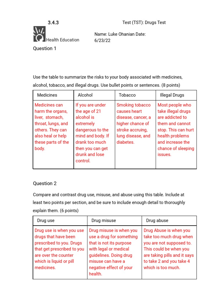 3.4.3 Test (TST) - Drugs (Test) | PDF | Substance Abuse | Drugs