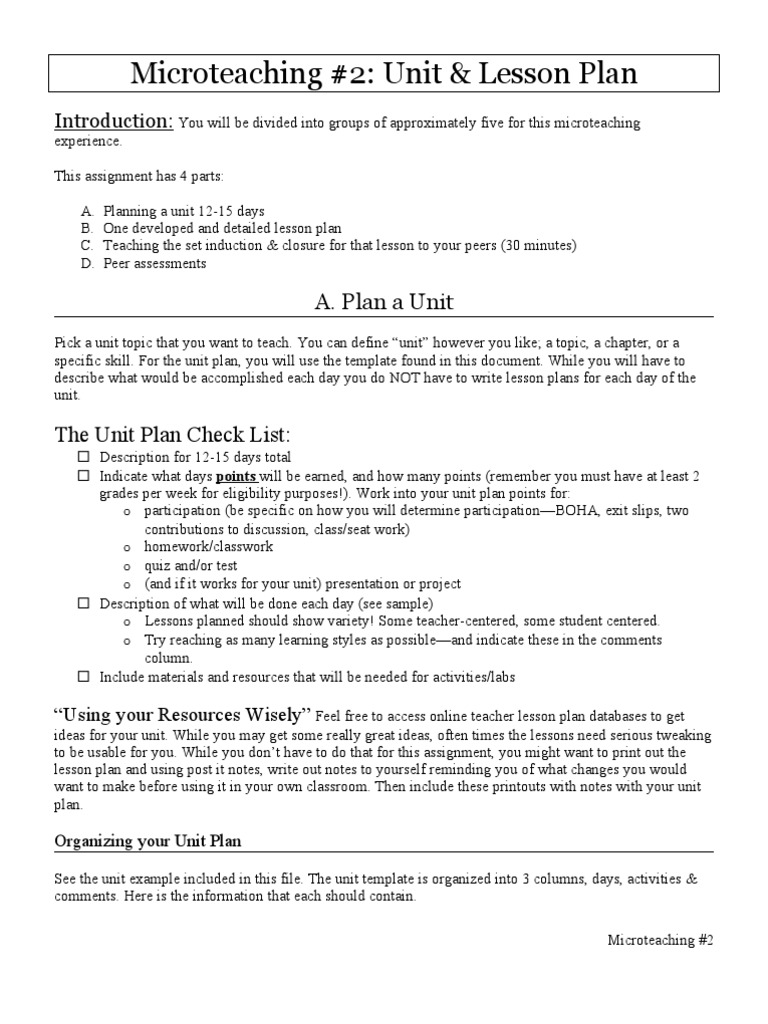 Micro Teaching Lesson-Unit 2 | Lesson Plan | Infection