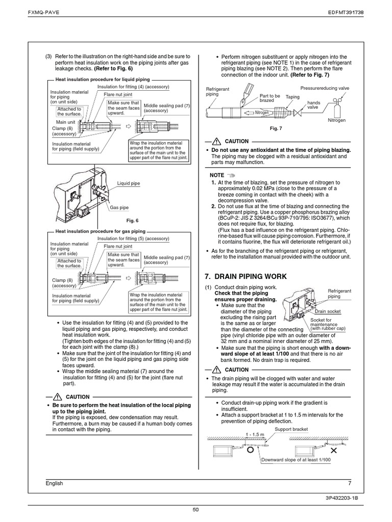 Daikin Drain Piping Installation Guide | PDF | Duct (Flow) | Pipe ...