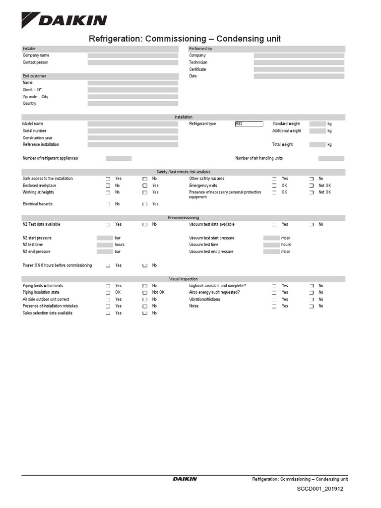 Refrigeration Commissioning Checklist | PDF | Equipment | Manufactured ...