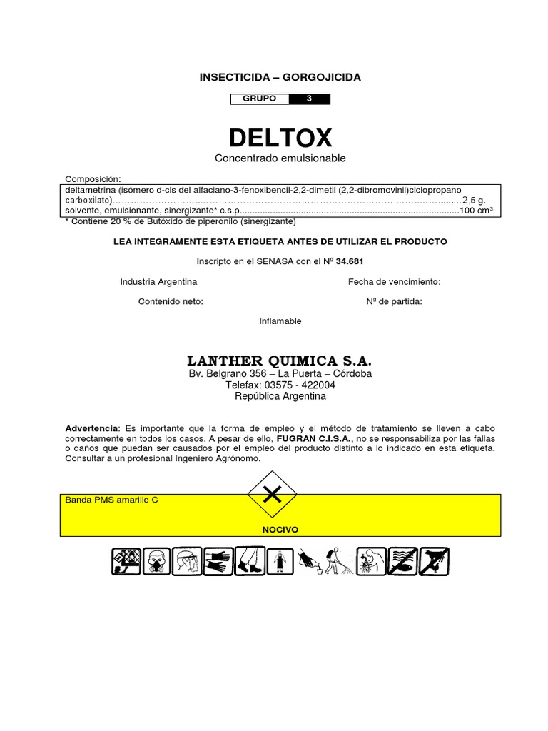 ETIQUETA Deltox LANTHER | PDF | Agua