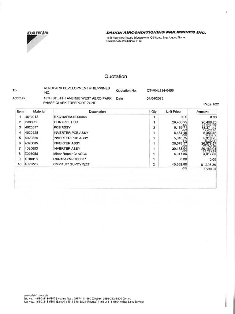 Daikin Proposal Latest For 3f To 9f Systems | PDF