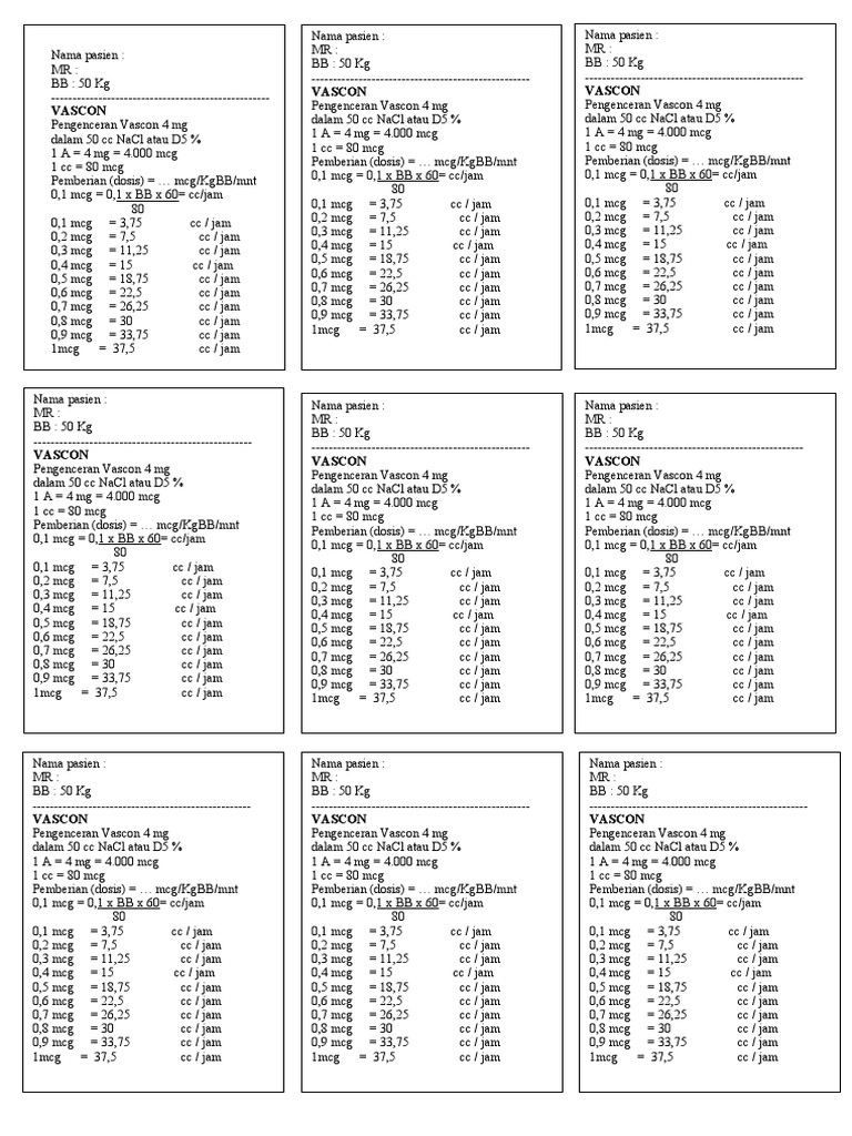 Dosis Vascon 50 KG | PDF
