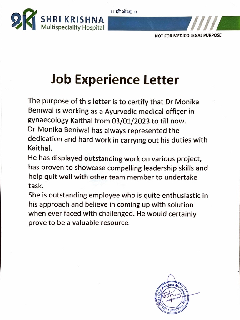 Work Experience Letter. | PDF