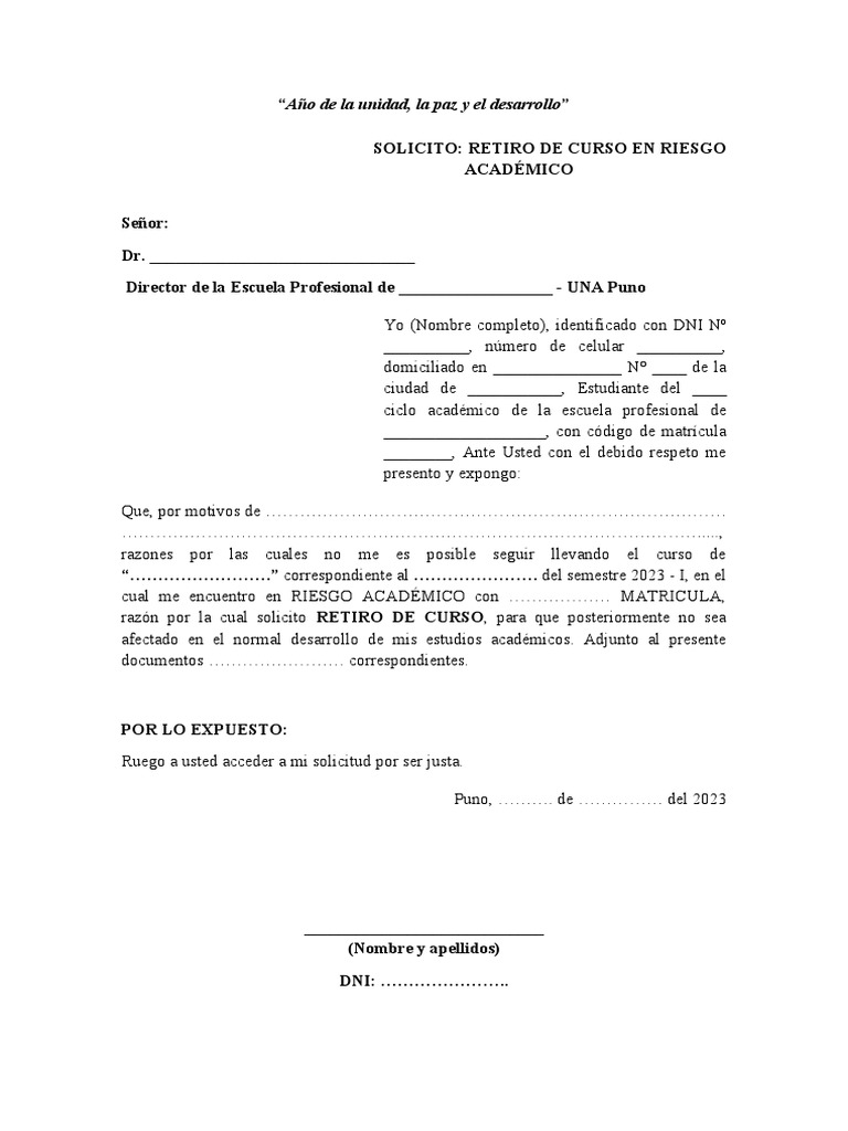 Solicitud de Retiro de Curso | PDF