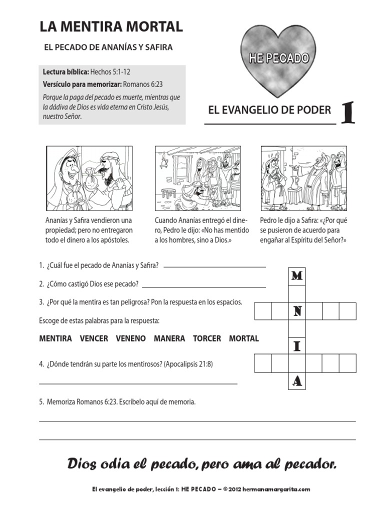 Actividades sobre Ananías y Safira para Niños | PDF | Pablo el apóstol ...