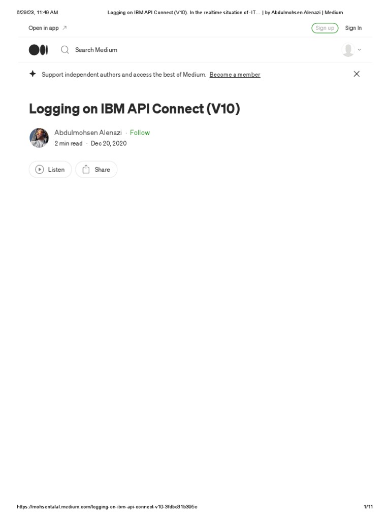 Logging On Ibm Api Connect V10 In The Realtime Situation Of It By Abdulmohsen Alenazi 