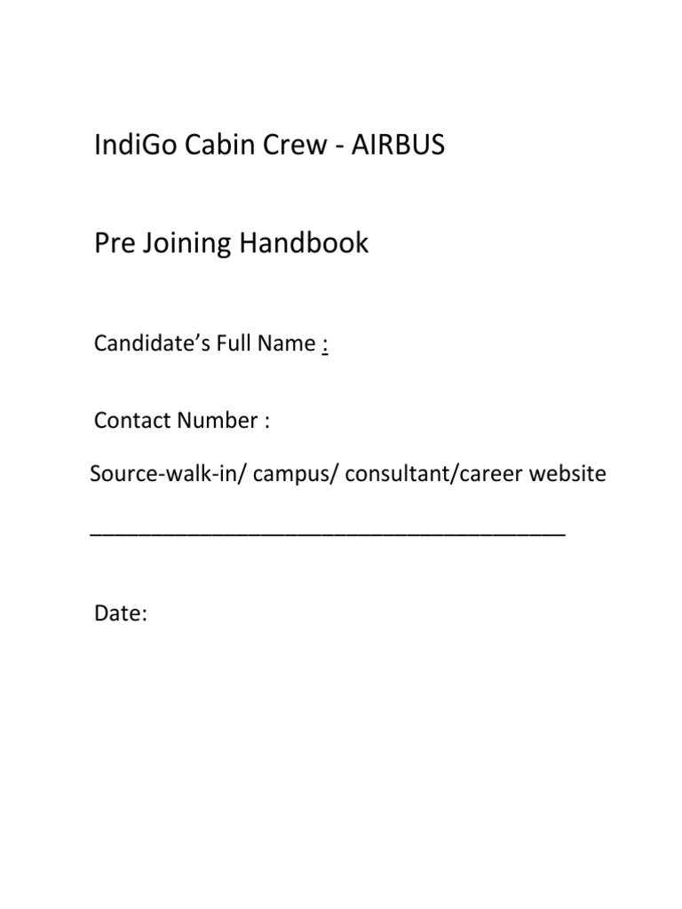 A320-Pre Joining Handbook for Cabin Crew (1) | PDF | Physical Examination | Passport