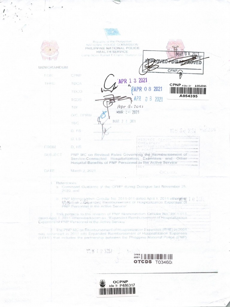 PNP MC On Revised Rules Governing The Reimbursement of Service ...