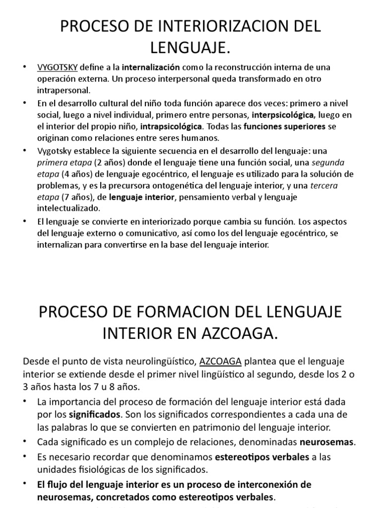 Desarrollo del Lenguaje Interior | PDF | Lingüística | Cognición