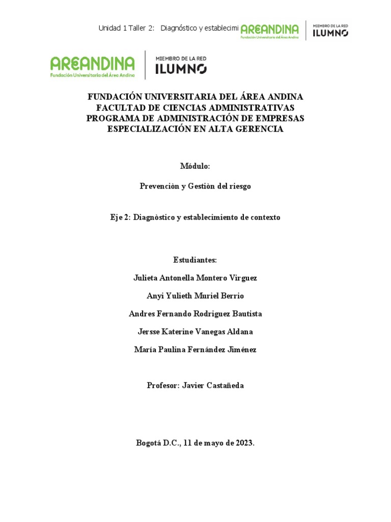 Diagnóstico y Establecimiento de Contexto - Prevenciòn y Gestiòn Del ...