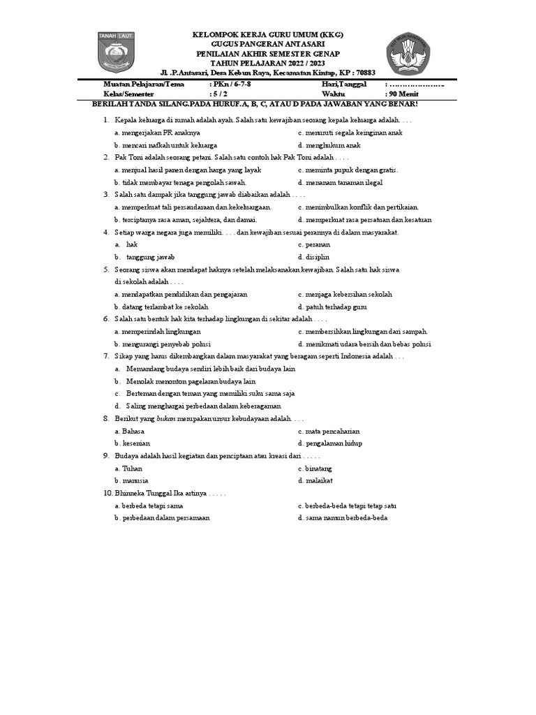 PAS PKN Kelas 5 SMT Genap BM3 | PDF | Perjalanan | Seni & Disiplin Bahasa