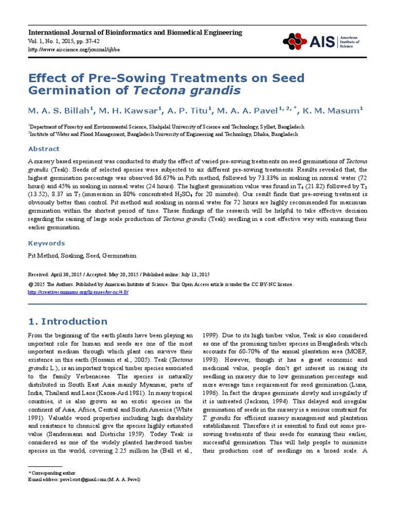 Effect_of_Pre-Sowing_Treatments_on_Seed | PDF | Seed | Sowing