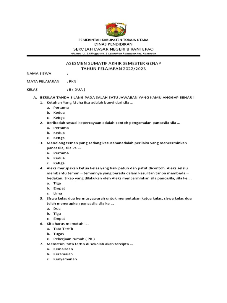 Soal Semester Genap 2223 | PDF