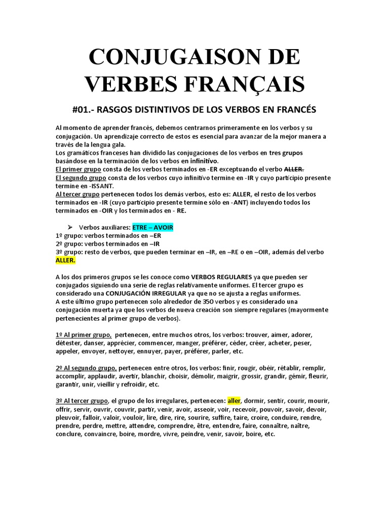 Frances-Conjugación de Verbos. | PDF | Relaciones sintácticas | Semántica