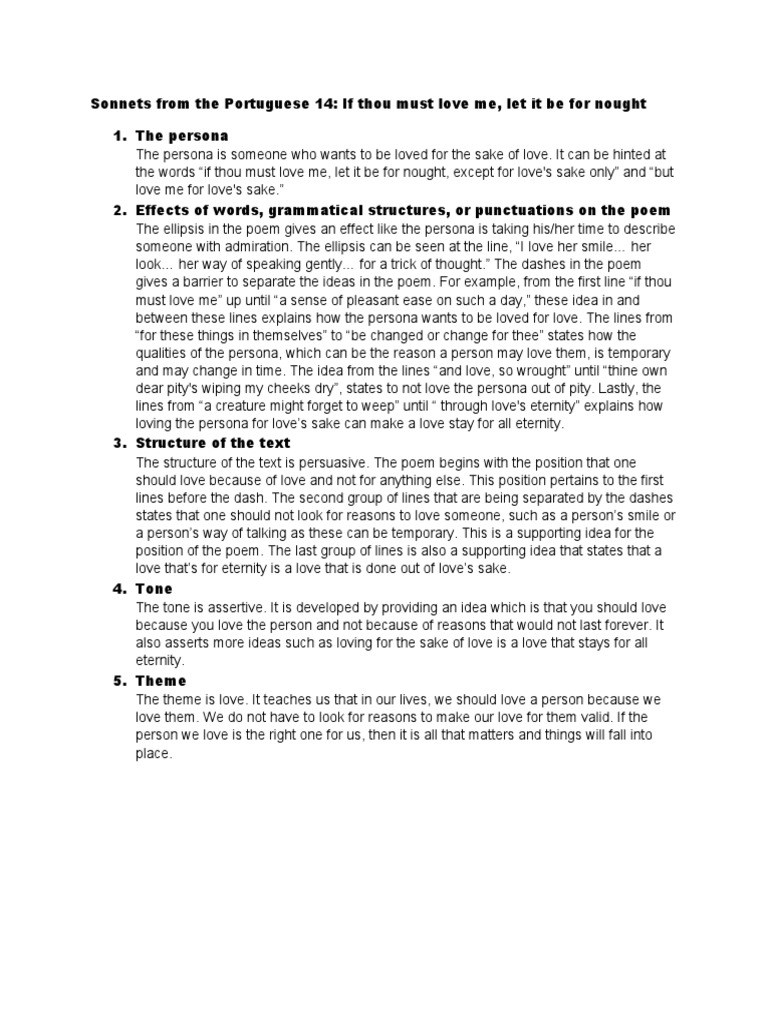 Sonnets From The Portuguese 14 | PDF