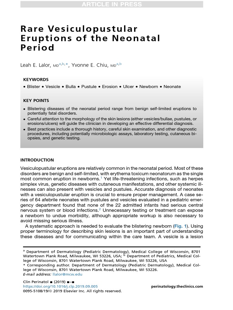 Rare Vesiculopustular | PDF | Skin | Cutaneous Conditions
