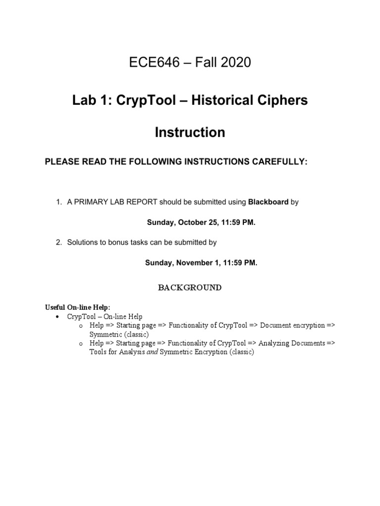 Lab 1 F20 | PDF | Encryption | Cipher