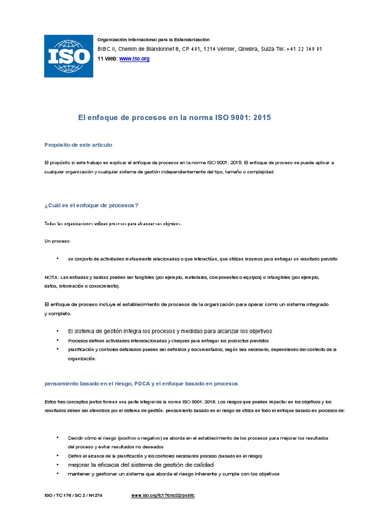 Lectura The Process Approach in ISO 9001-2015 Traducida | PDF ...