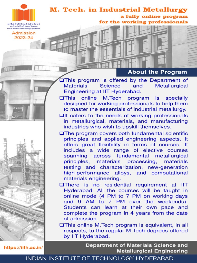 Online M Tech In Industrial Metallurgy Pdf Engineering
