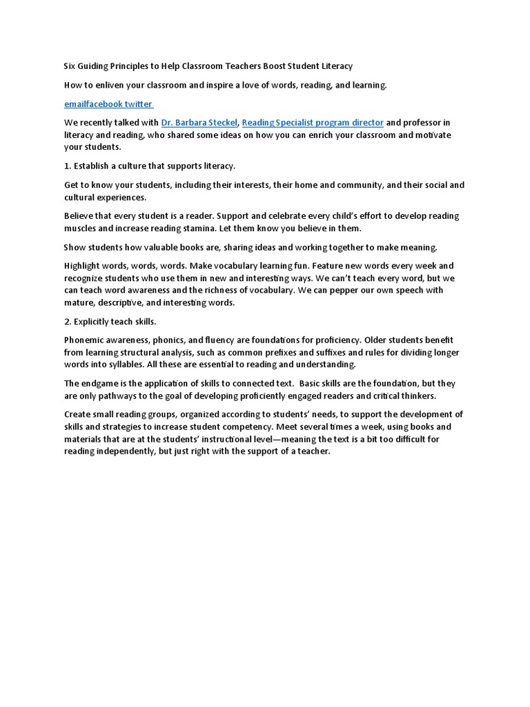 Six Guiding Principles To Help Classroom Teachers Boost Student ...