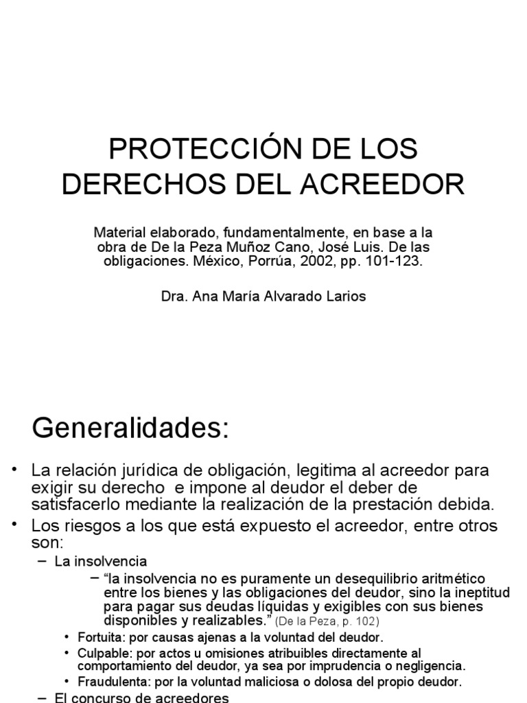 Protección de Los Derechos Del Acreedor | PDF | Pagos | Derecho privado