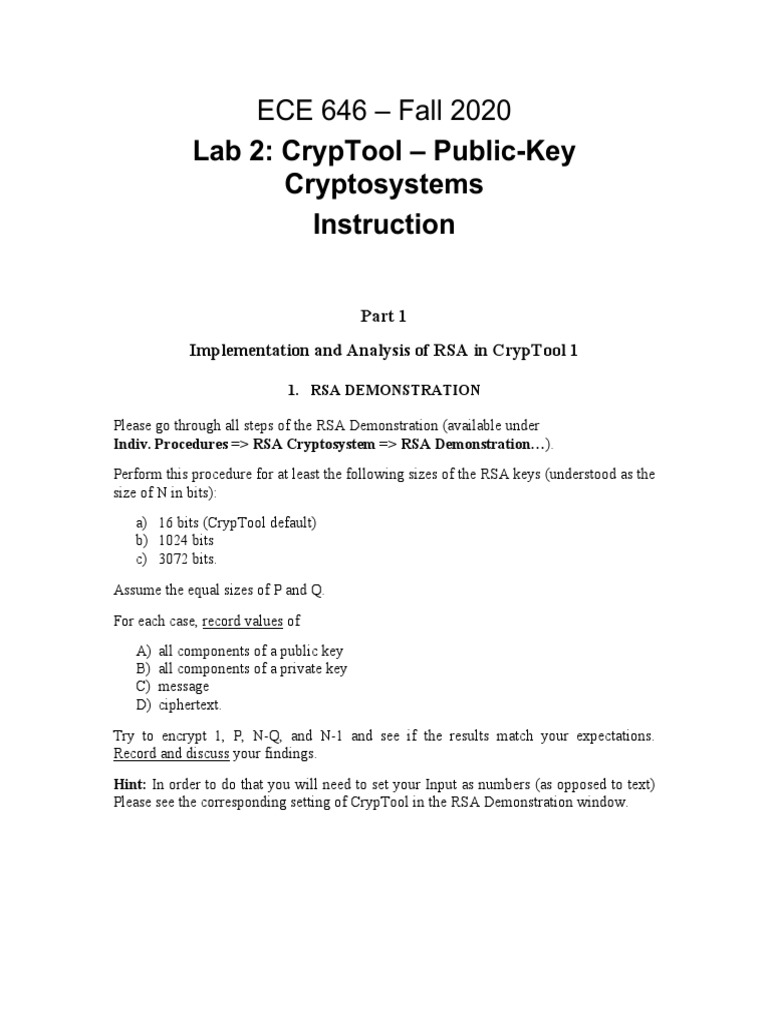 Lab 2 F20 | PDF | Public Key Cryptography | Key (Cryptography)