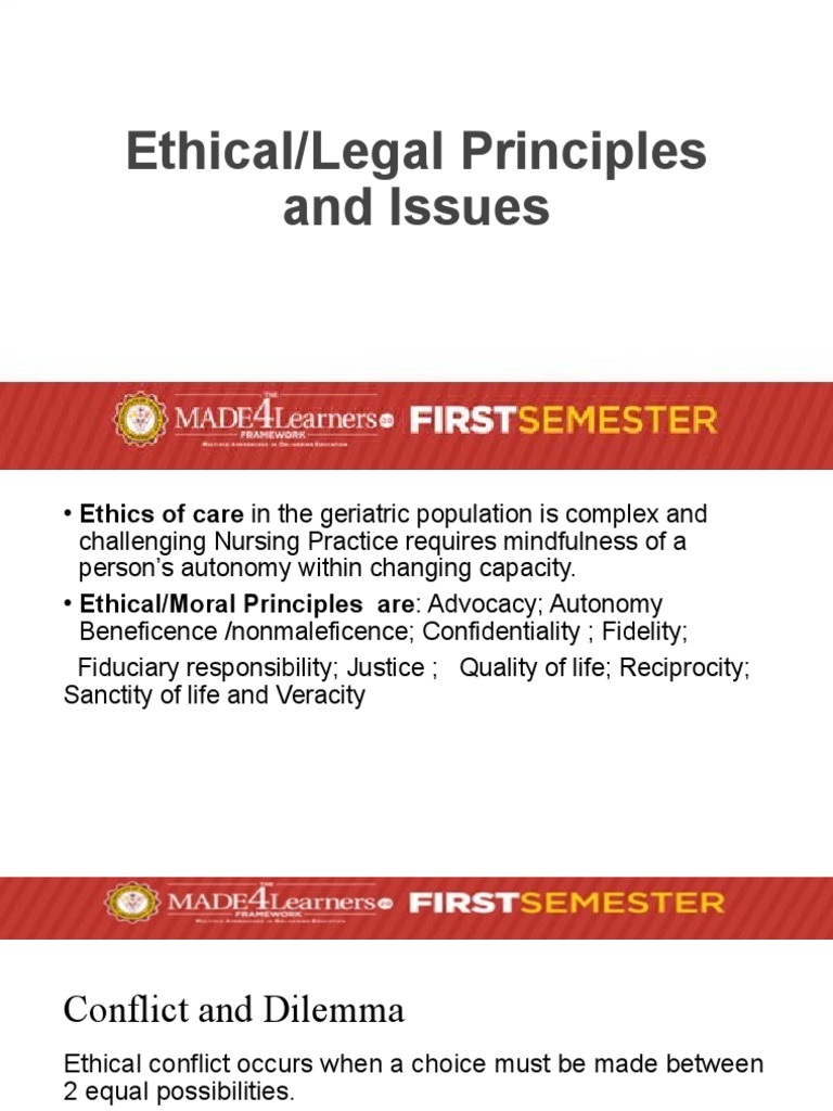 Ethical-Legal Principles and Issues | Download Free PDF | Autonomy | Medical Ethics