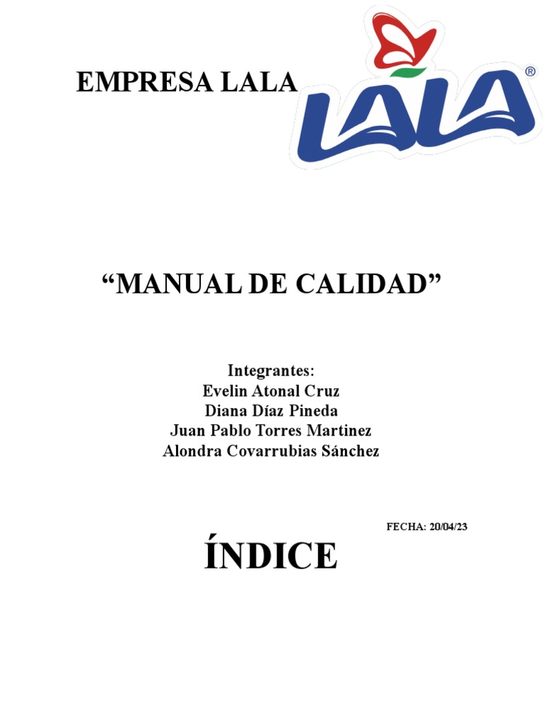 LALA | PDF | Calidad (comercial) | Negocios económicos