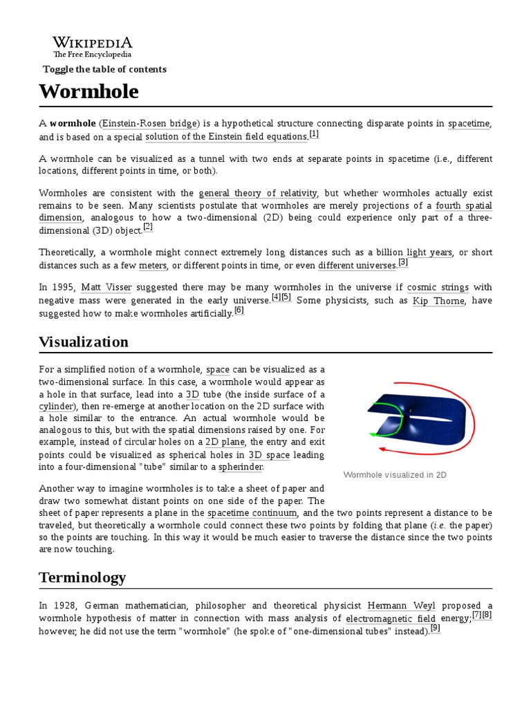 Wormhole | PDF | Time Travel | General Relativity