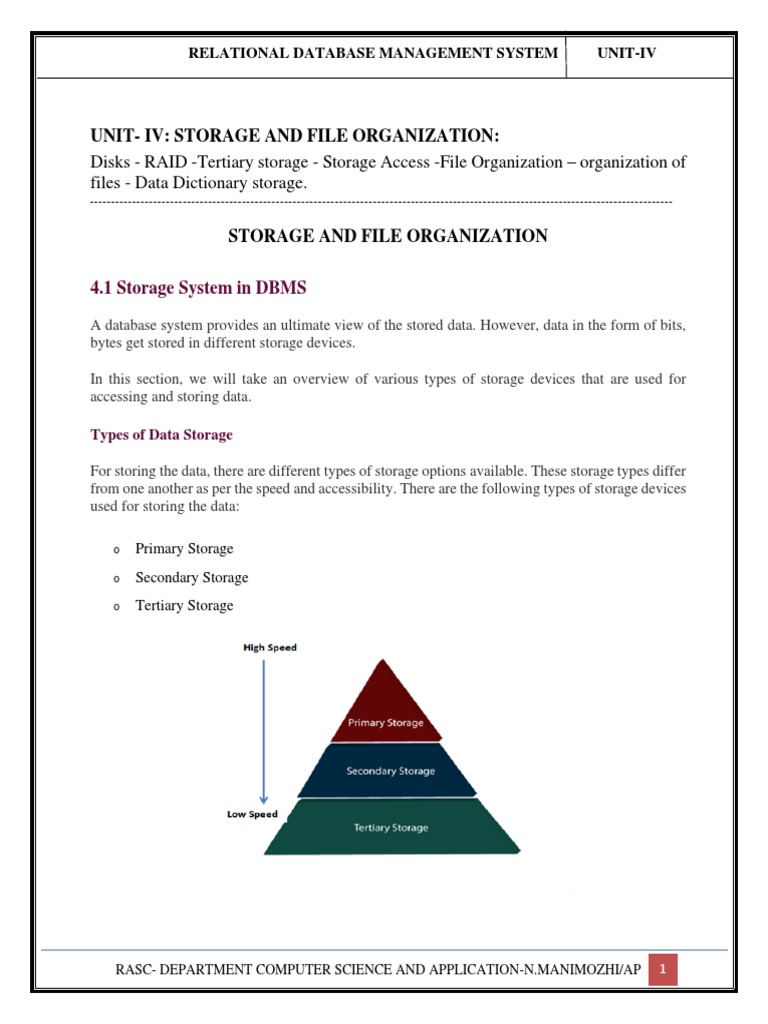 RDBMS - Unit Iv | Download Free PDF | Computer Data Storage | Databases